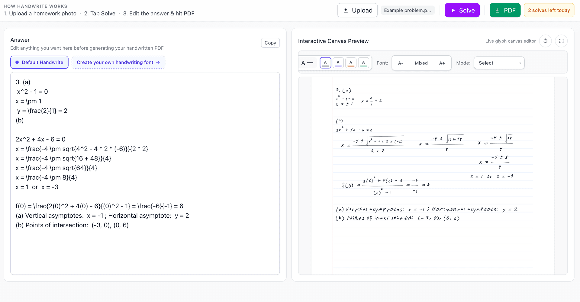 Turn Homework Photos Into Handwritten Answers | Handwrite